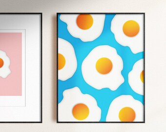 Beach Egg food Art Breakfast Wall Decor Art Print Surreal - Etsy