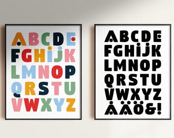 Swedish Alphabet Poster - Printable ABC Poster - Nurserywall Art - Kids ...