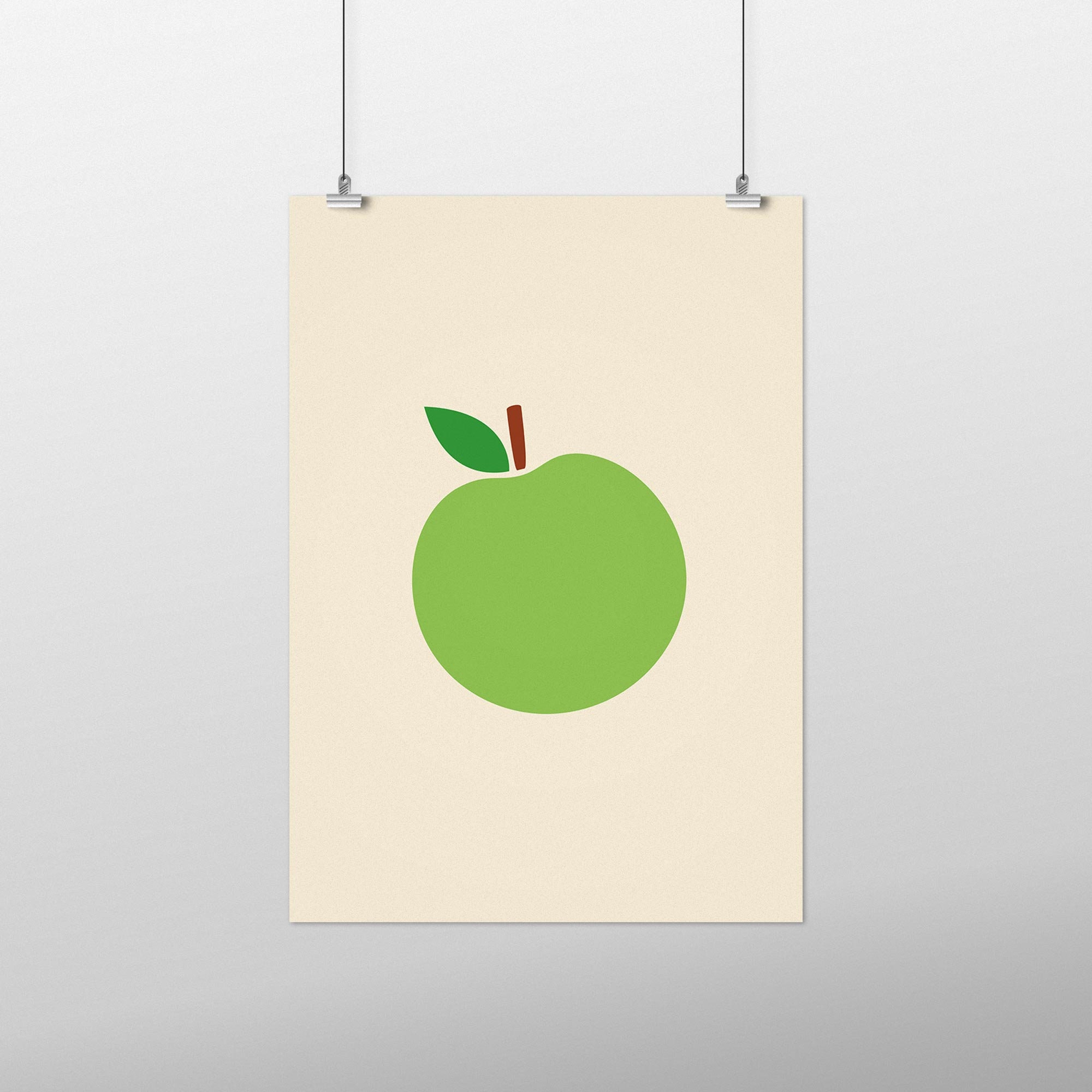 Green Apple Poster Fruit Wall Art Printable Kitchen Poster | Etsy
