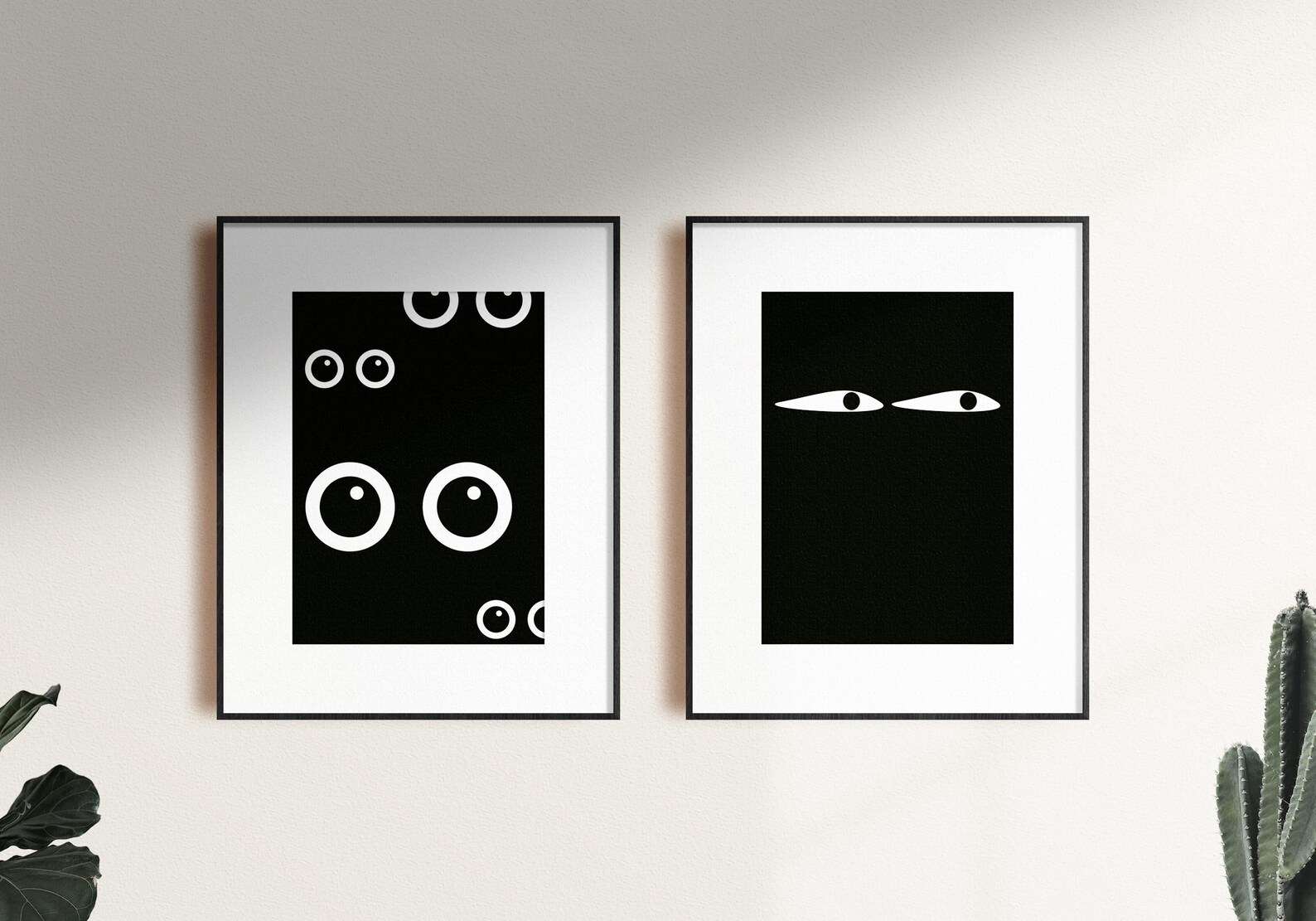 Minimalist Eyes Poster, Graphic Black and White Wall Art (digital ...