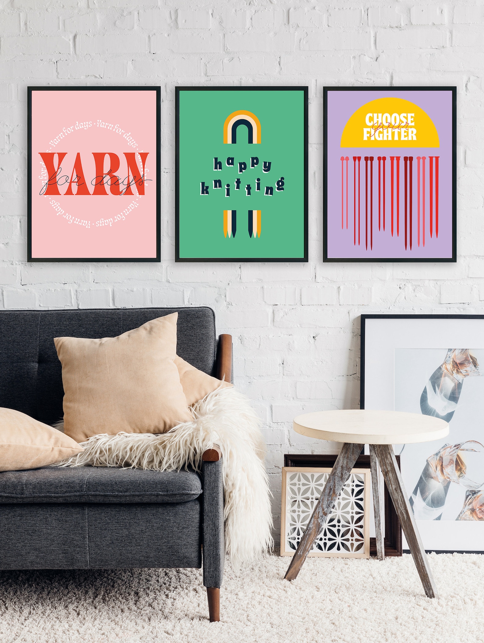 Knitting Needles Poster: Choose Your Fighter Embroidery Wall - Etsy