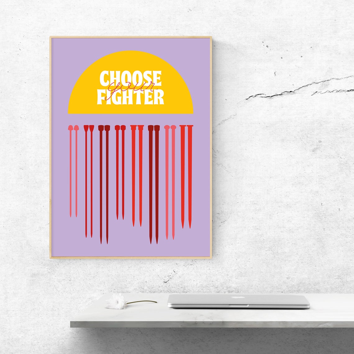 Knitting Needles Poster: Choose Your Fighter Embroidery Wall - Etsy