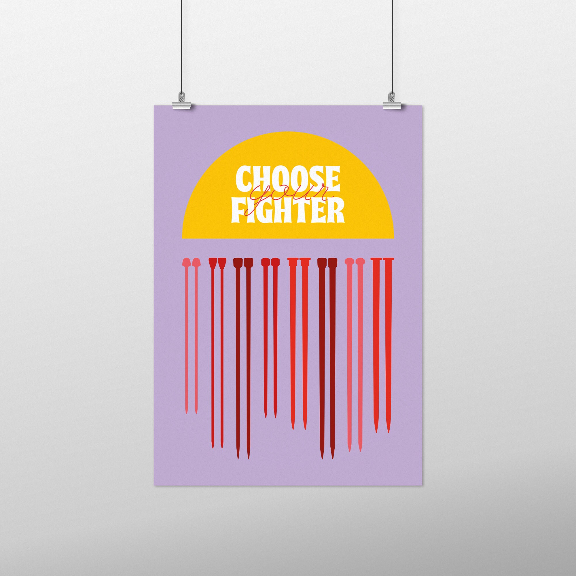Knitting Needles Poster: Choose Your Fighter Embroidery Wall - Etsy