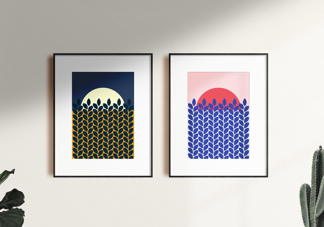 Wheat Field Sunset Poster Set, Minimalist Nature Art (digital Download ...