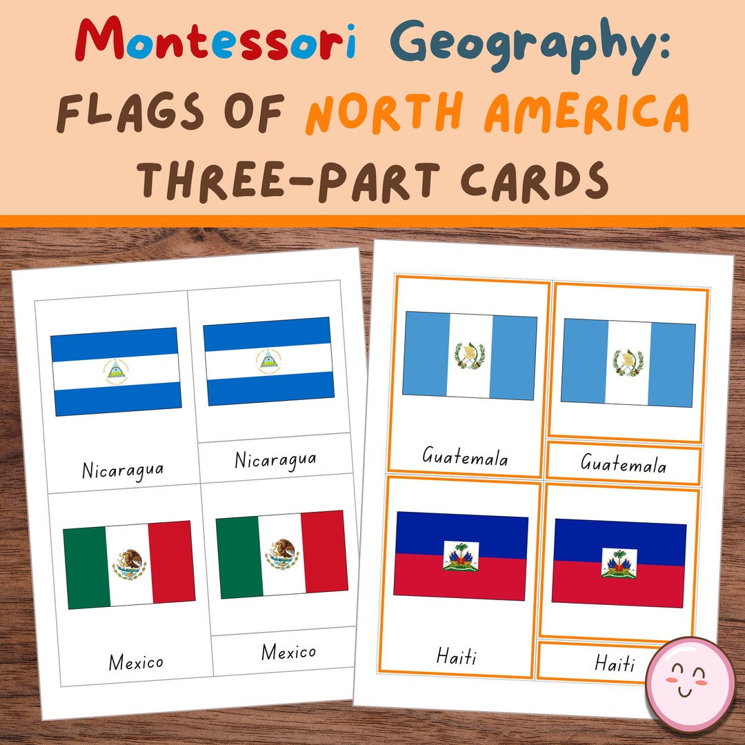 Flags of North America 3-part Cards, Countries of North America ...