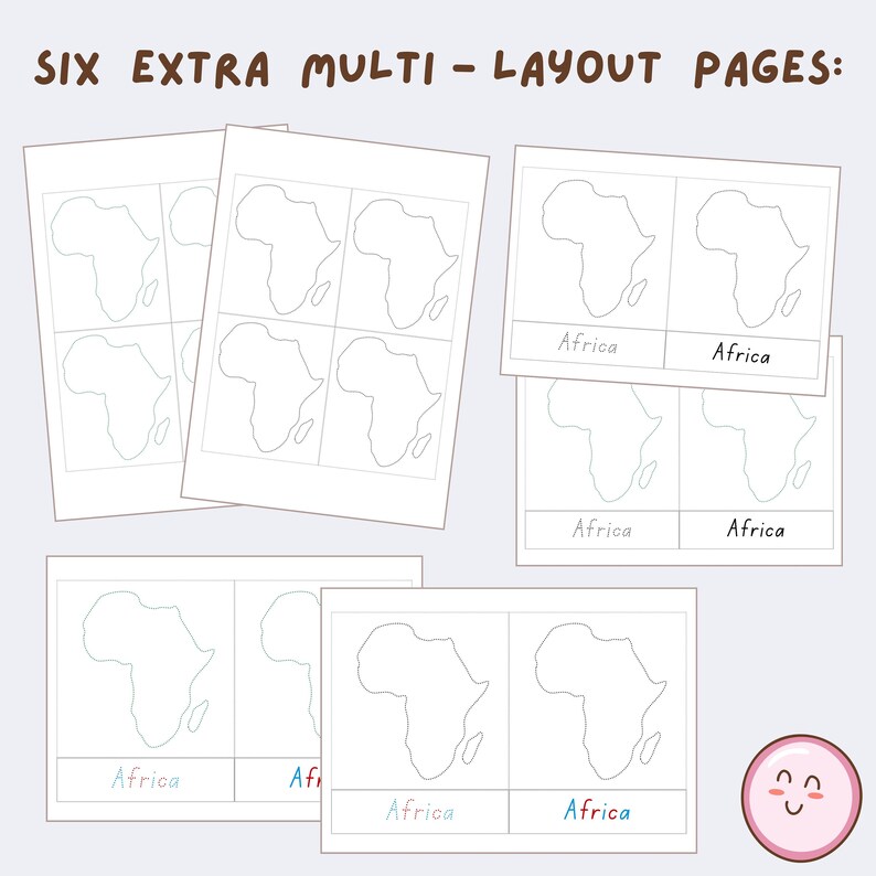 Africa Continent Tracing Worksheets, Montessori Preschool Geography ...