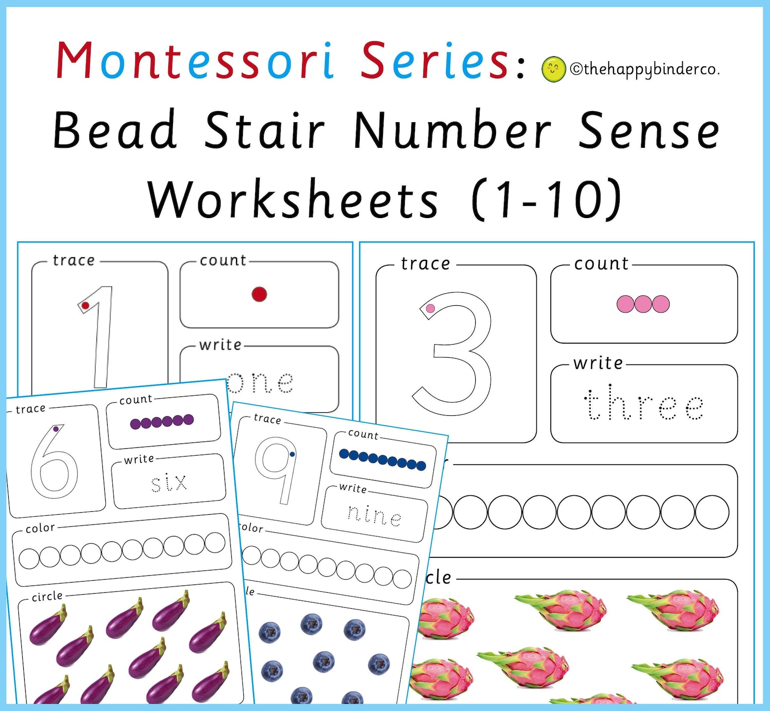 Montessori Short Colored Bead Stair Number Sense Printables, Montessori ...