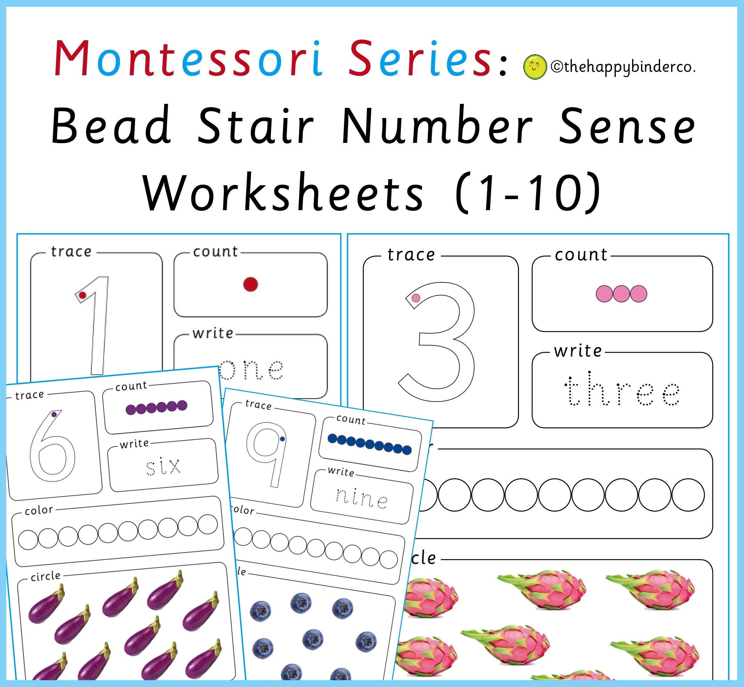Montessori Short Colored Bead Stair Number Sense Printables, Montessori ...