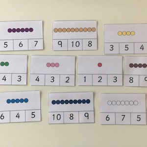 Montessori Short Colored Bead Stair Clip Card Printable, Montessori ...