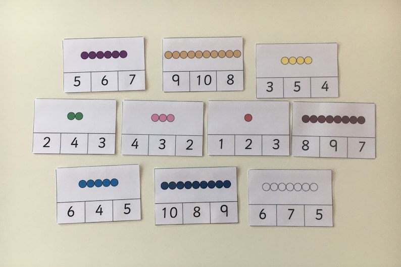 Montessori Short Colored Bead Stair Clip Card Printable, Montessori ...