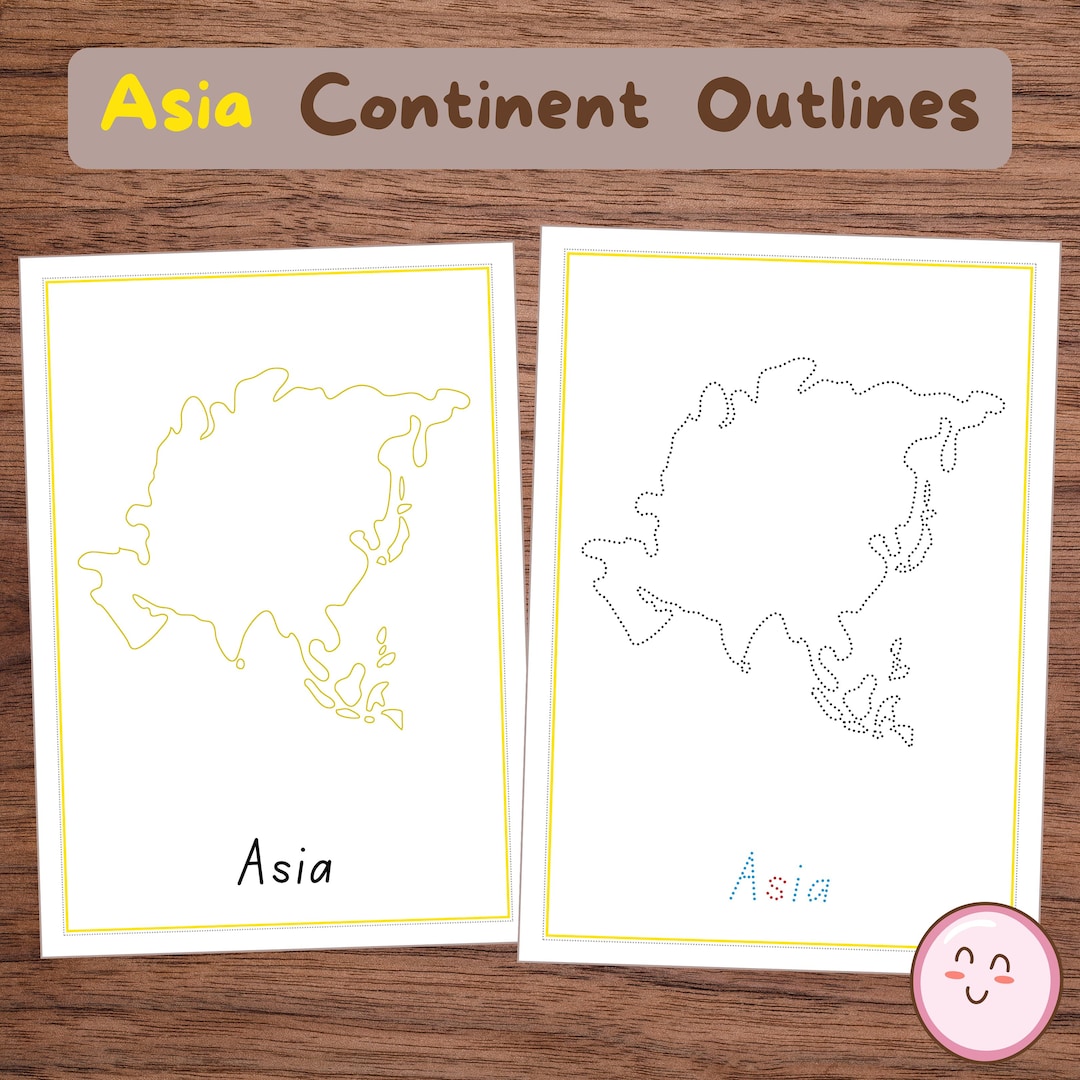 Asia Continent Tracing Worksheets, Montessori Preschool Geography: Art ...