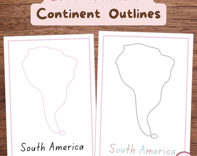 Continents Tracing Worksheets and Art Template Outlines, Montessori ...