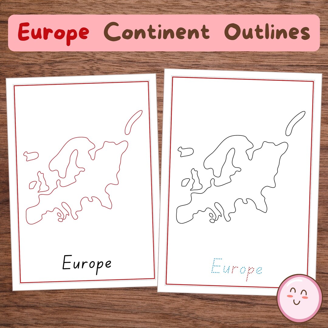 Europe Continent Tracing Worksheets, Montessori Preschool Geography ...