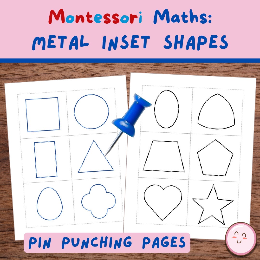 Montessori Metal Inset Shapes Pin Punching Pages, Shape Learning, A4 ...
