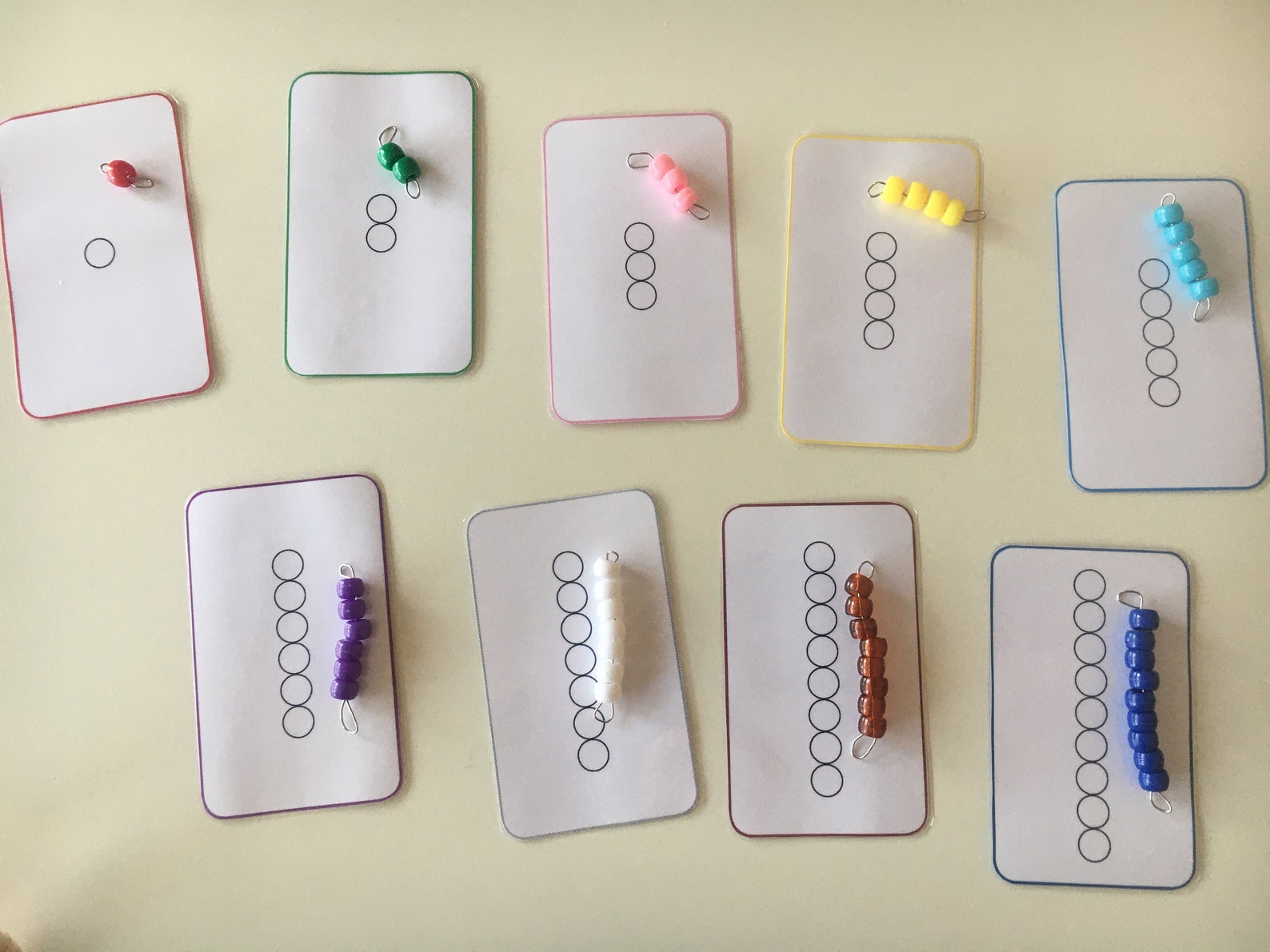 Montessori Short Colored Bead Stair Control Cards, Control Chart, 3 ...