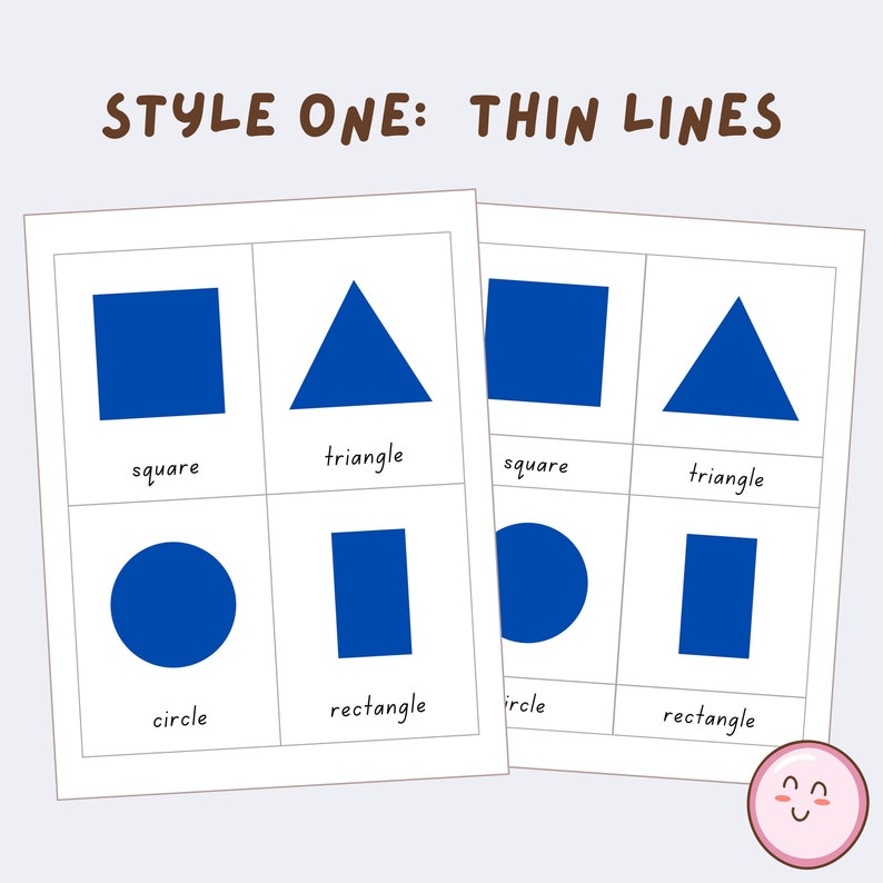 Montessori Metal Inset Shapes Three Part Cards, Shape Vocabulary ...