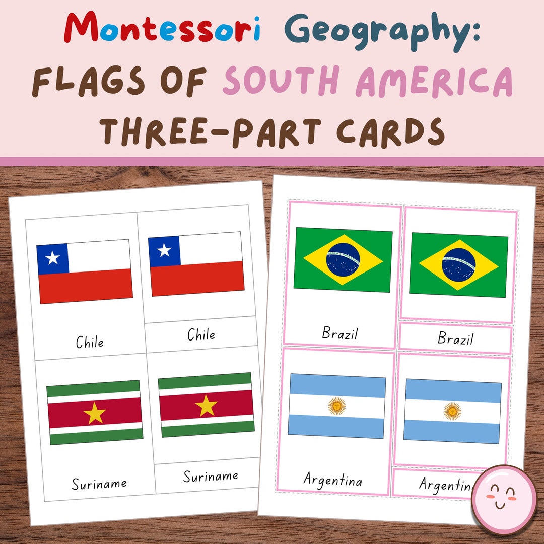 Flags of South America 3-part Cards, Countries of South America ...