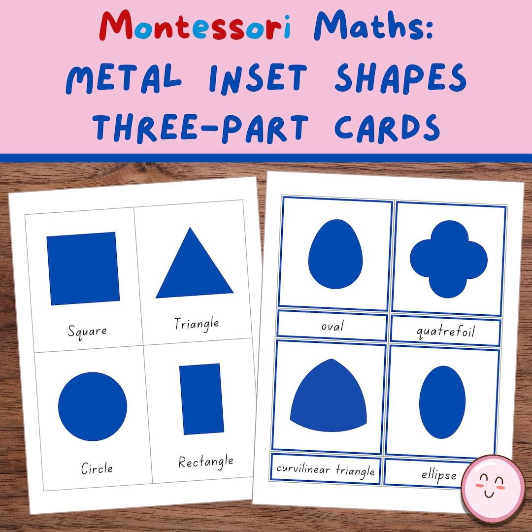 Montessori Metal Inset Shapes Three Part Cards, Shape Vocabulary ...