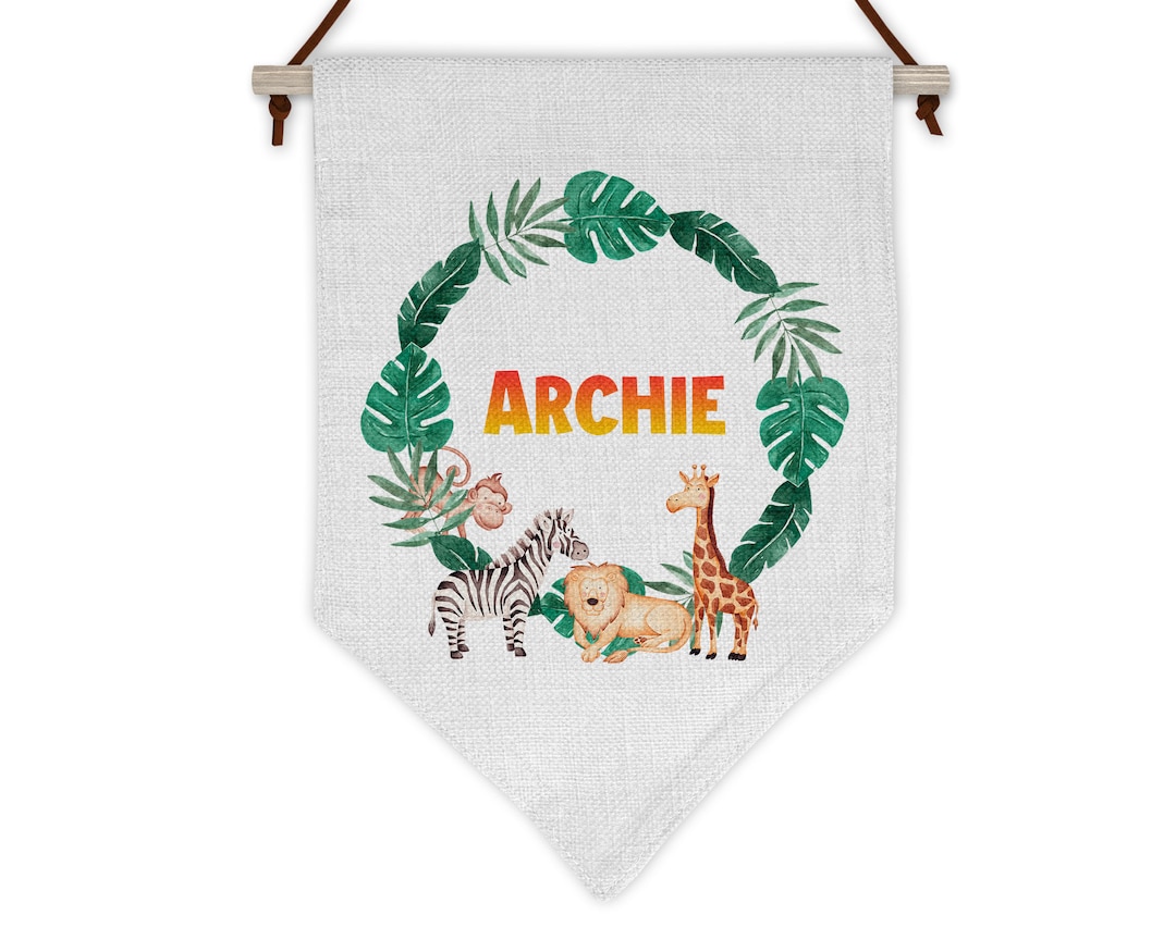 Personalised Jungle Flag | Jungle Bedroom Decor | Jungle Room | Wall ...