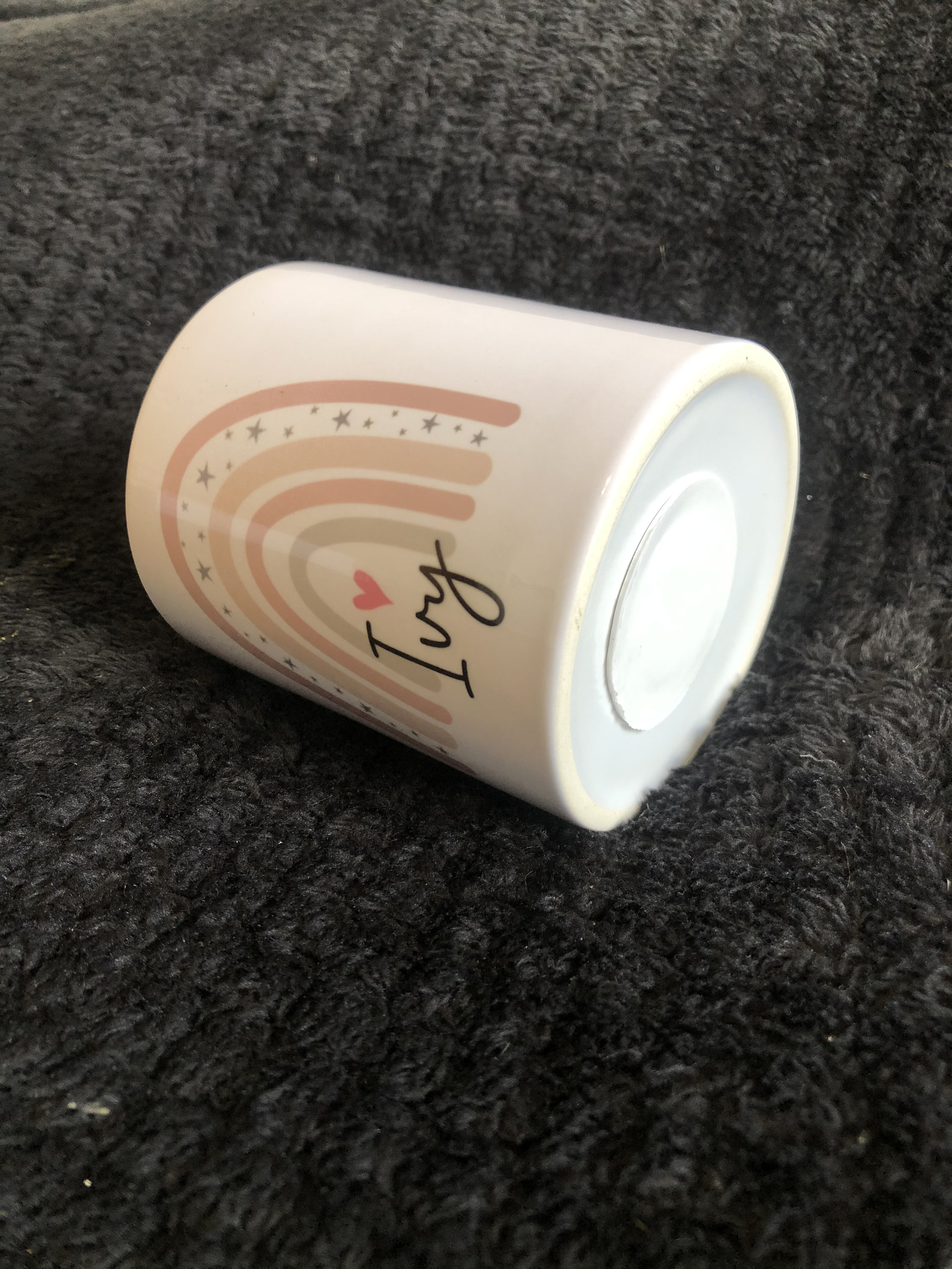 Personalised Rainbow Money Box Pink or Blue Ceramic Piggy | Etsy