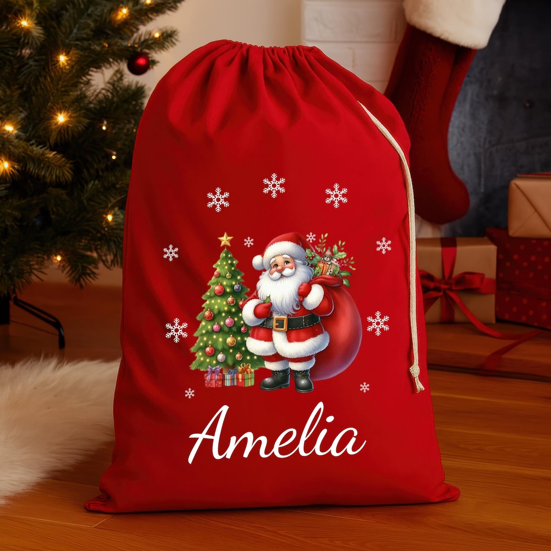 Personalised Christmas Santa Sack With Name - Extra Large Red Gift Bag ...