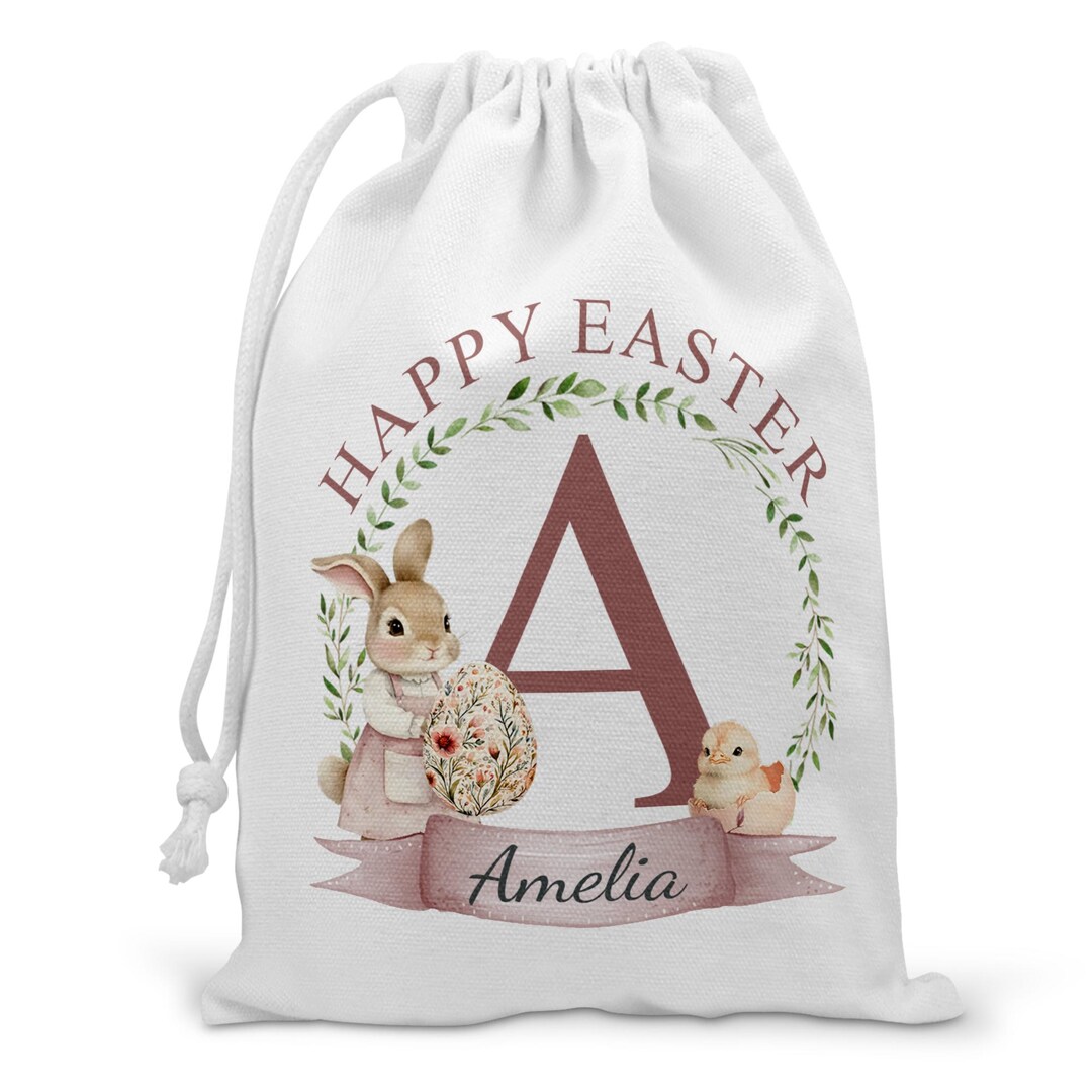 Personalised Easter Initial Sack - Custom Name Bag - Easter Gift for Kids & Grandchildren ...