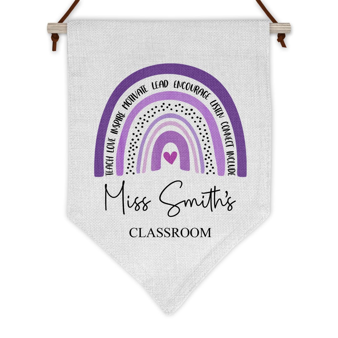 Personalised Teacher Rainbow Flag - Custom Flag, Classroom, Rainbow ...