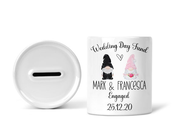 Wedding Fund Money Box Gonk Gnome Personalised Engagement Gift Congratulations Engagement Gift Couple Piggy Bank Wedding Savings Jar Etsy Ireland