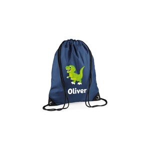 Personalised Dinosaur Drawstring Bag for Kids - Custom PE Kit / Gym ...