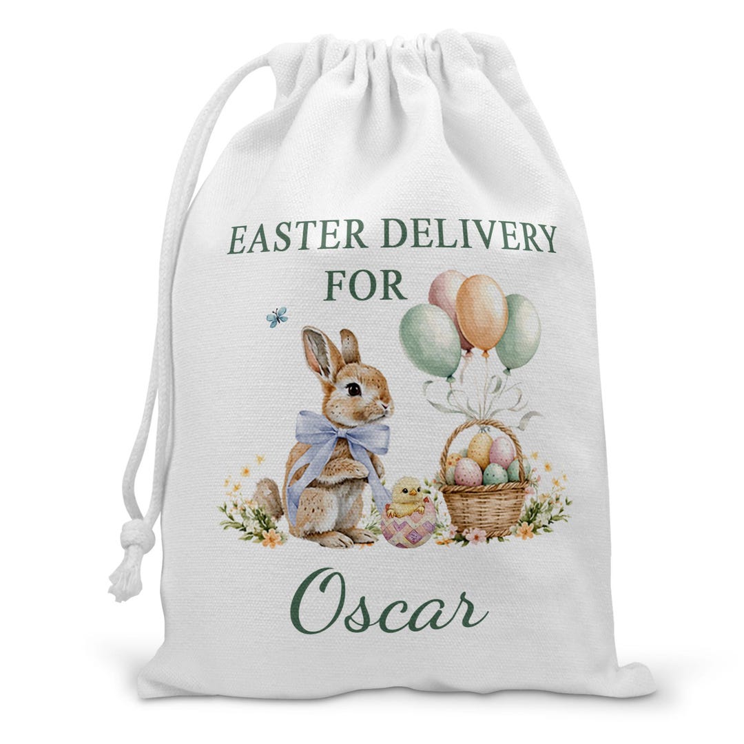 Personalised Bunny Easter Sack - Custom Name Bag - Easter Gift for Kids & Grandchildren, Easter ...