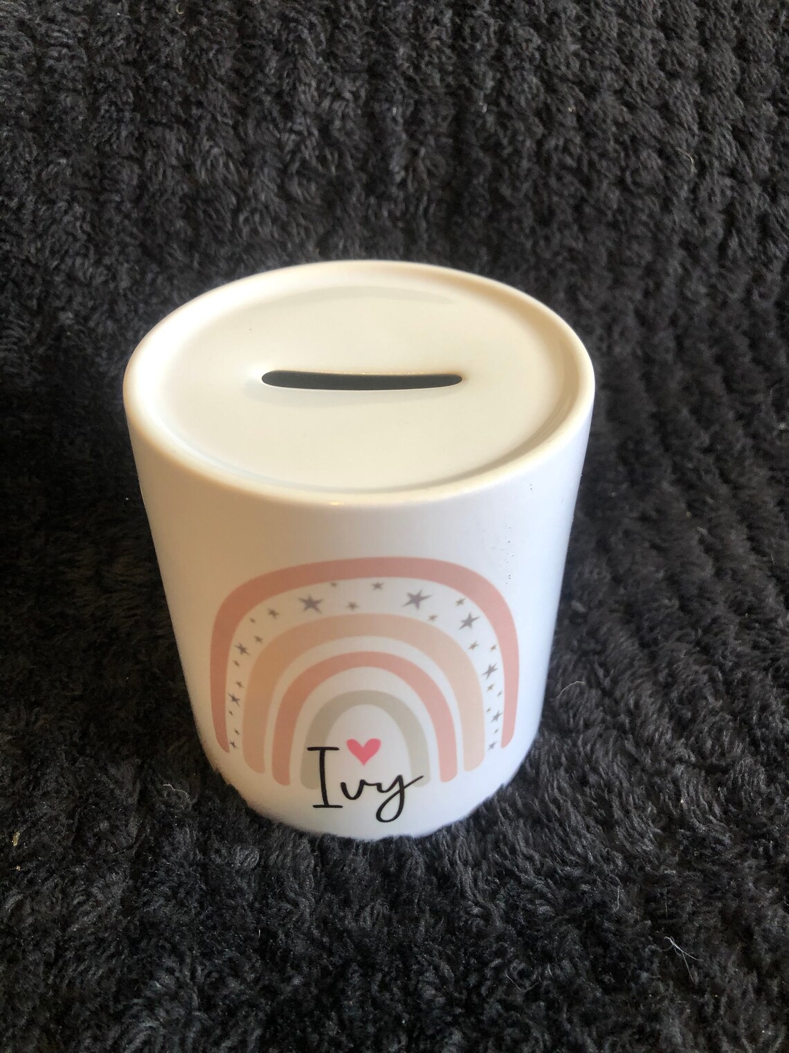 Personalised Rainbow Money Box Pink or Blue Ceramic Piggy - Etsy UK