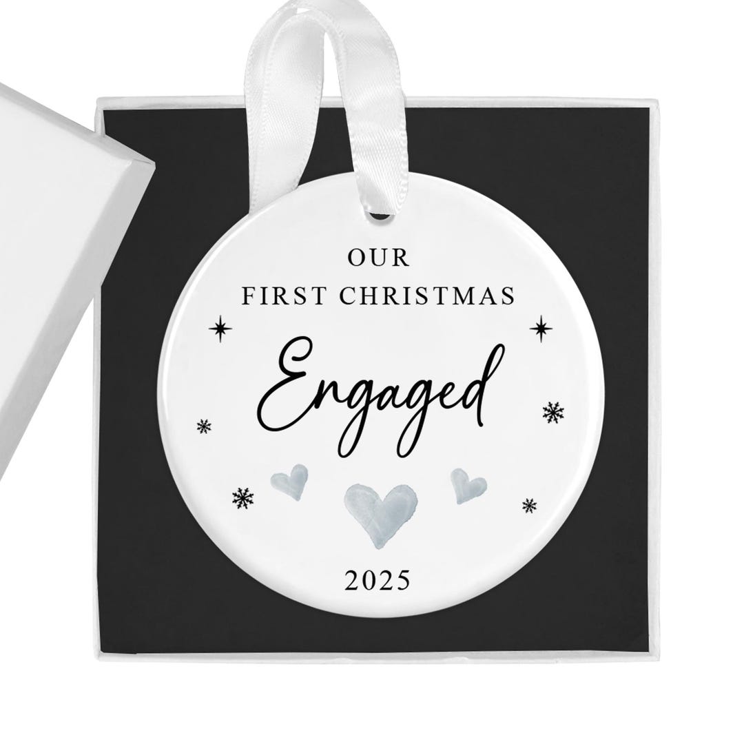 Our First Christmas Engaged 2025 Bauble, 1st Xmas Engaged Ornament ...
