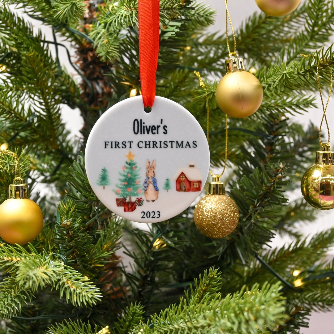 Personalised Baby's First Christmas Bauble, Custom 1st Xmas Ornament ...