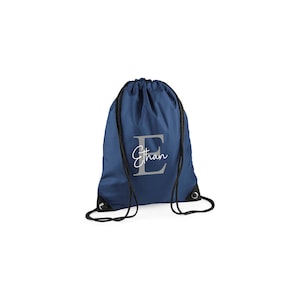 Personalised Drawstring Bag for Kids - Custom Monogrammed PE Kit / Gym ...