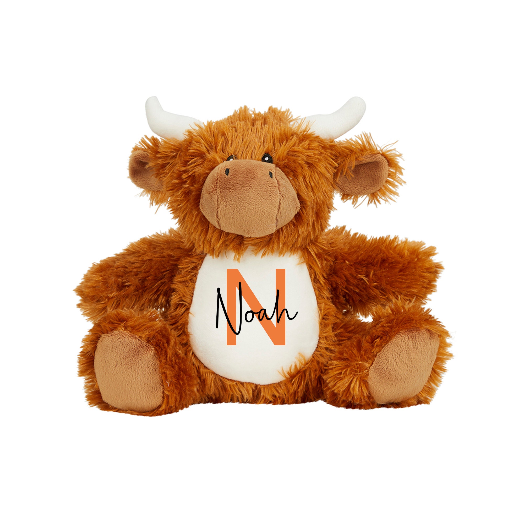 Personalised Highland Cow Teddy, Customised Highland Cow Soft Toy Plush ...