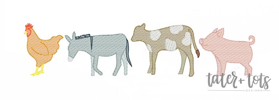 Farm Animals Machine Embroidery Design File Digital Download - Etsy