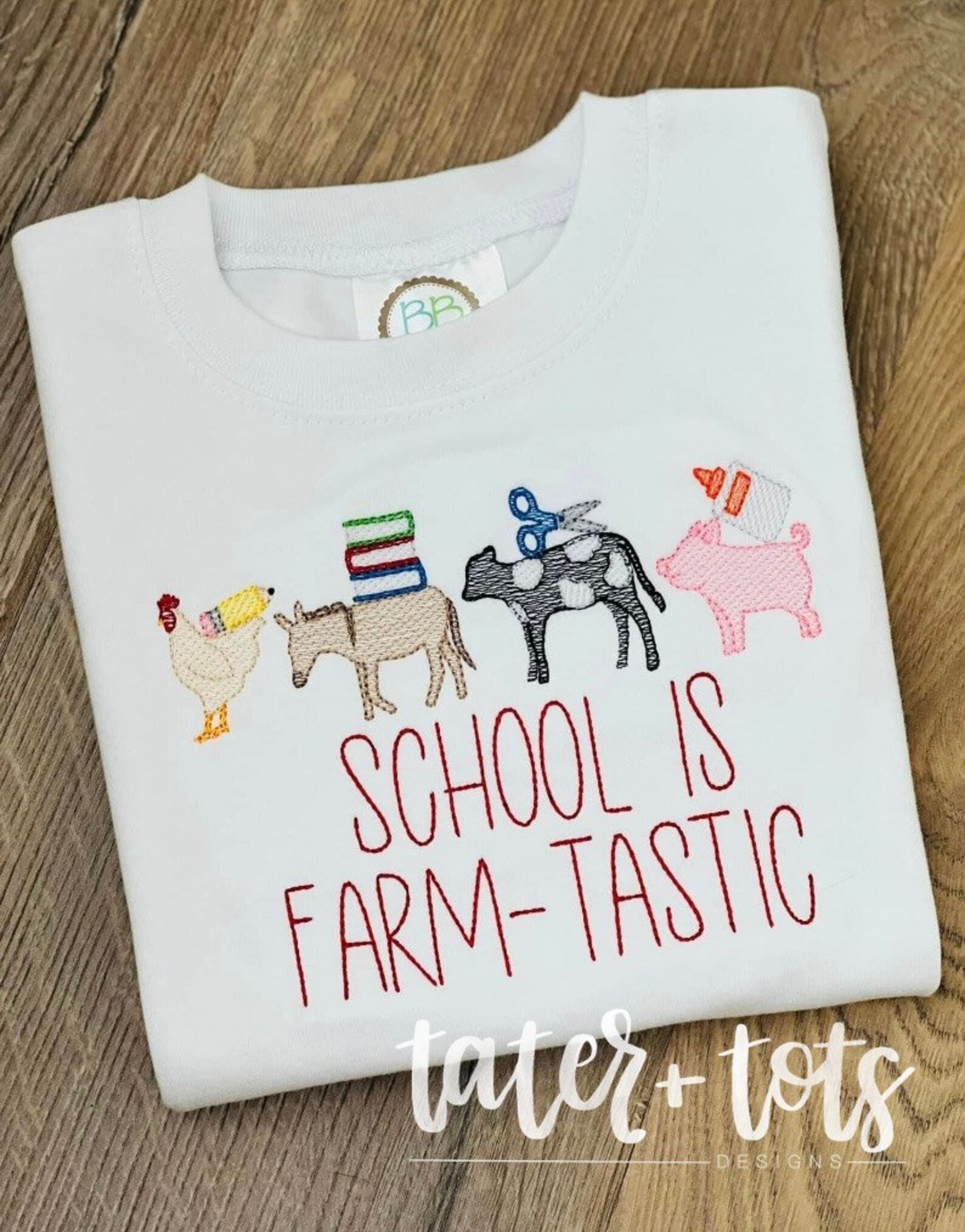 Back to School Farm Animals Machine Embroidery Design File Digital ...