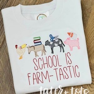 Back to School Farm Animals Machine Embroidery Design File Digital ...
