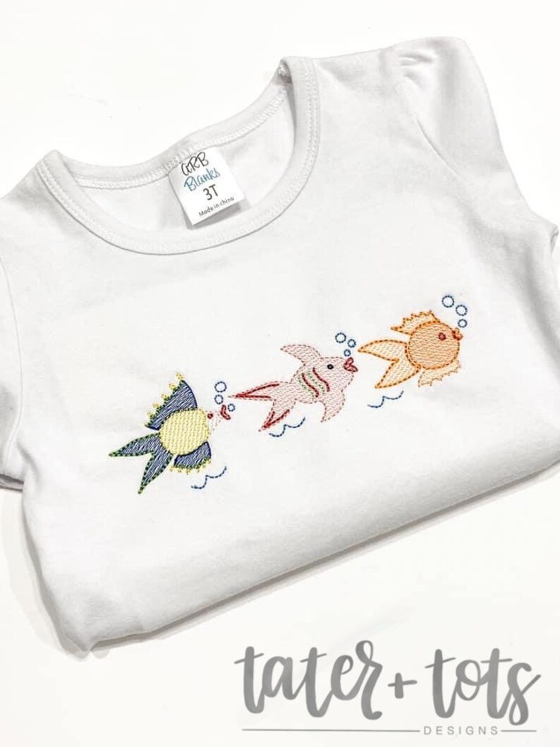 TBBC Inspired Ocean Fish Trio Machine Embroidery Design File Digital ...