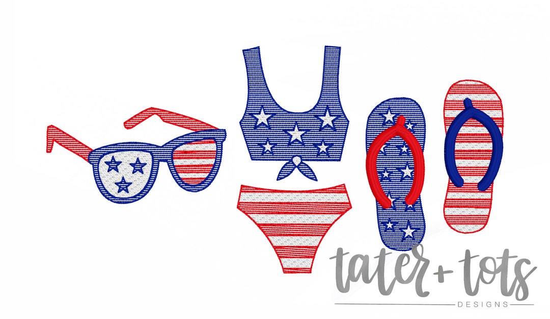 Stars and Stripes Swim Quick Stitch Embroidery Design File Digital ...