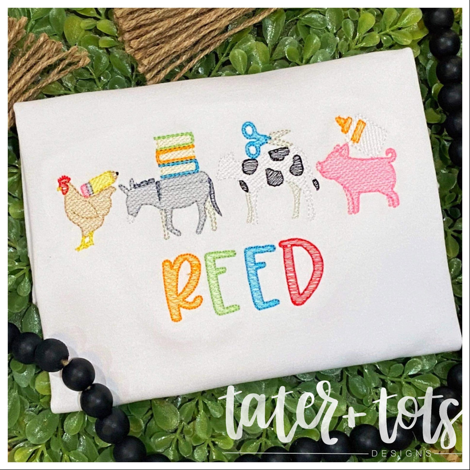 Back to School Farm Animals Machine Embroidery Design File - Etsy