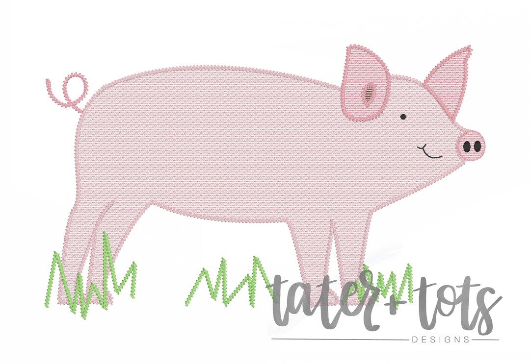 Pig Machine Embroidery Design File Digital Download Size 5x7, 8x8 ...