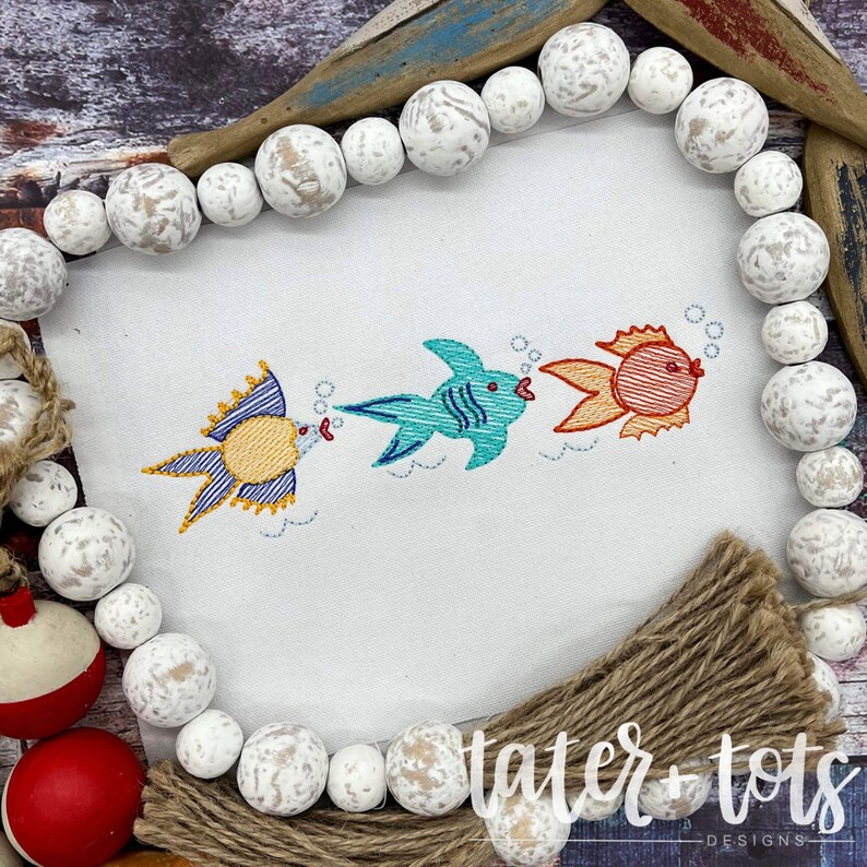 TBBC Inspired Ocean Fish Trio Machine Embroidery Design File Digital ...
