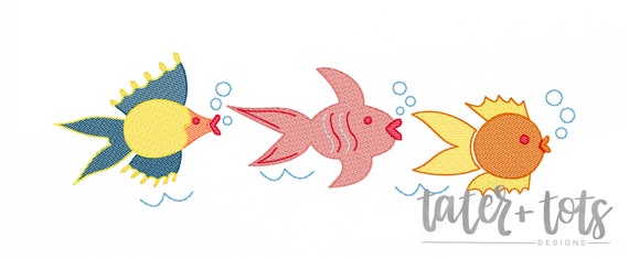 TBBC Inspired Ocean Fish Trio Machine Embroidery Design File - Etsy