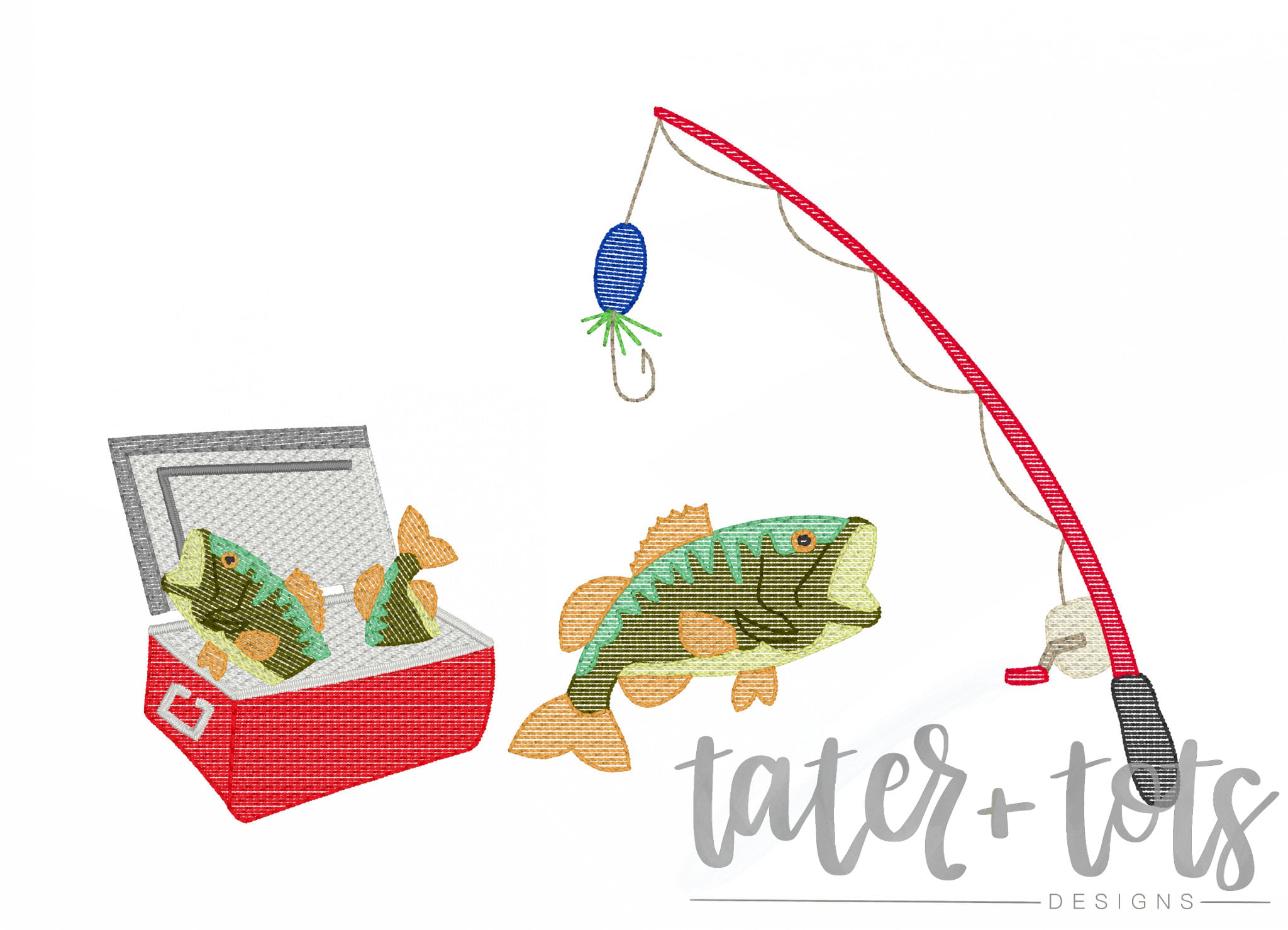 Bass and Pole Machine Embroidery Design File Digital Download Size 5x7 ...