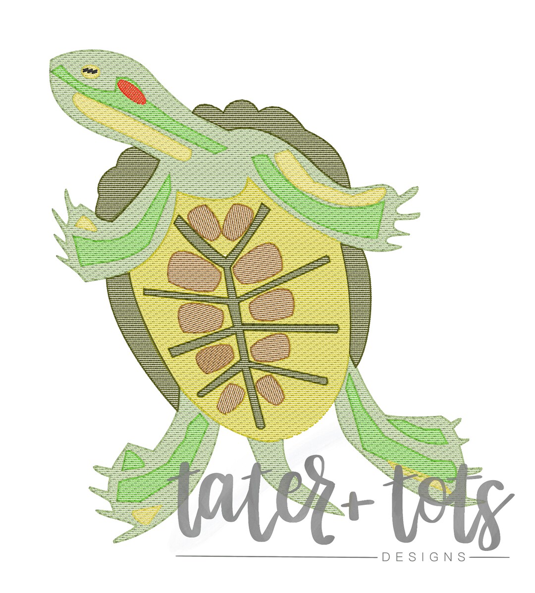 Yellow Belly Turtle Quick Stitch Embroidery Design File Digital ...