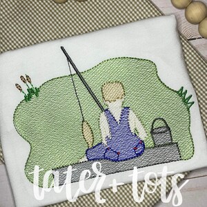 Boy Fishing Machine Embroidery Design File Digital Download Size 5x7 ...