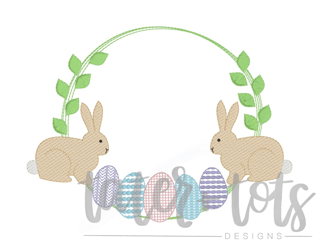 Bunny Frame Embroidery Design File Digital Download Size 5x7, 8x8 ...