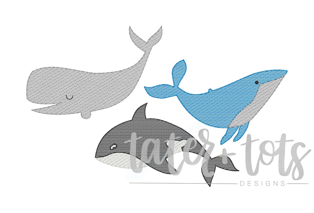 Whales Embroidery Design File Digital Download Size 5x7, 8x8 Sketch ...