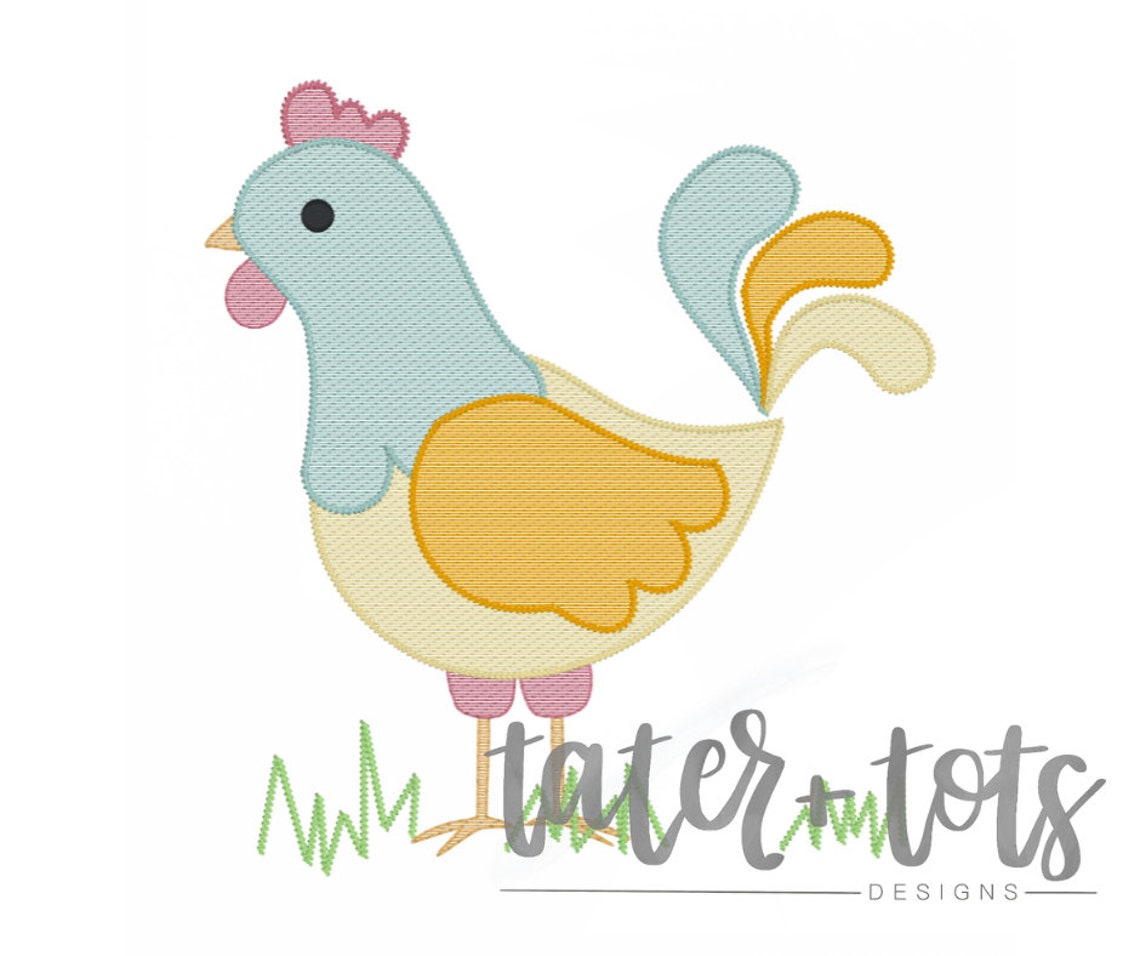 Chicken Machine Embroidery Design File Digital Download Size | Etsy